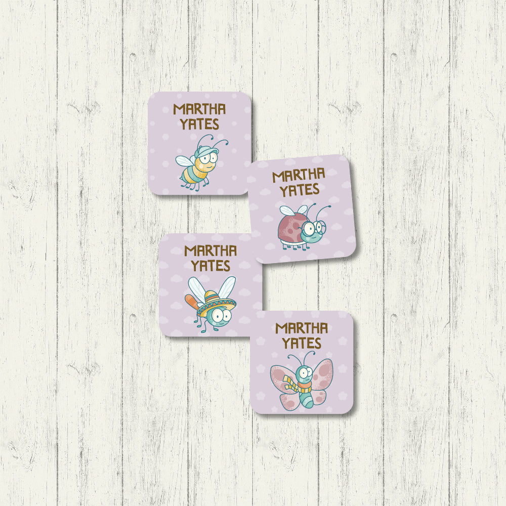 Cute Critters Square Labels for Kids’ Small Items