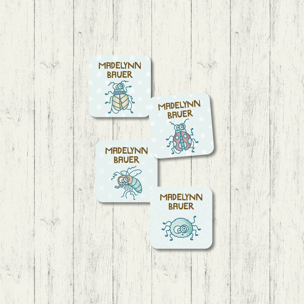 EEEWW Square Labels – Waterproof Kids Name Stickers