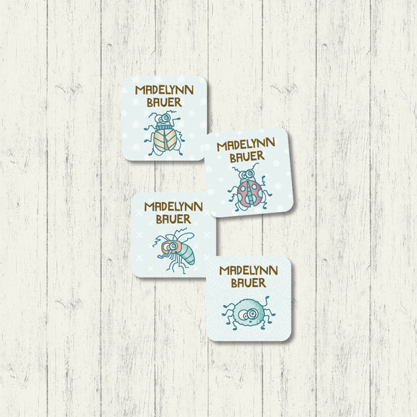 EEEWW Square Labels – Waterproof Kids Name Stickers